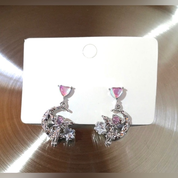 Jewelry | Fairy On Moon Silver Crescent Amethyst Faerie Pixie Sprite ...